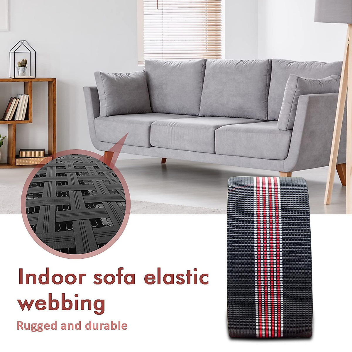 PBNICE Sofa Elastic Webbing Stretch Latex Band Furniture Repair DIY Upholstery Modification Elasbelt Chair Couch Material Replacement Stretchy Spring Alternative Two Inch 2" Wide x Forty Ft 40" Roll