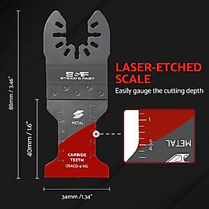 S&F STEAD & FAST Carbide Oscillating Tool Blades 4-Pack, Multitool Blades Carbide, Universal Fit for Quick Release, Oscillating Saw Blades for Metal, Hard Materials, Nail, Screws, Bolts