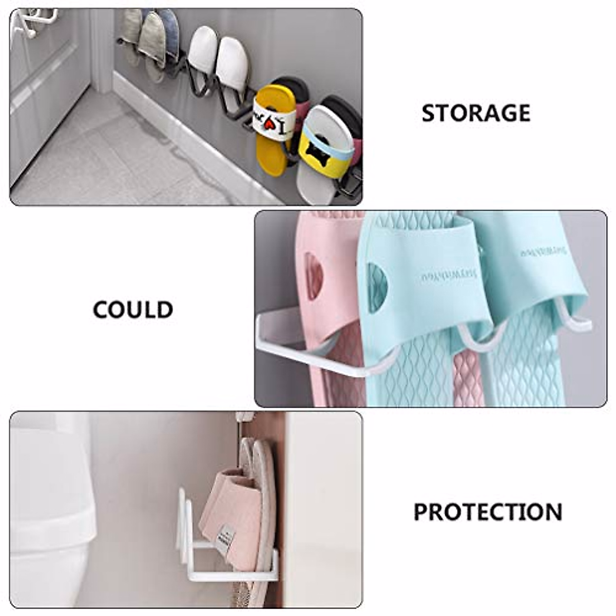 DOITOOL Wall Mounted Shoe Rack Slipper Organizer Shoes Holder Slippers Rack Shelf for Door Bathroom Showeroom Shoe Storage