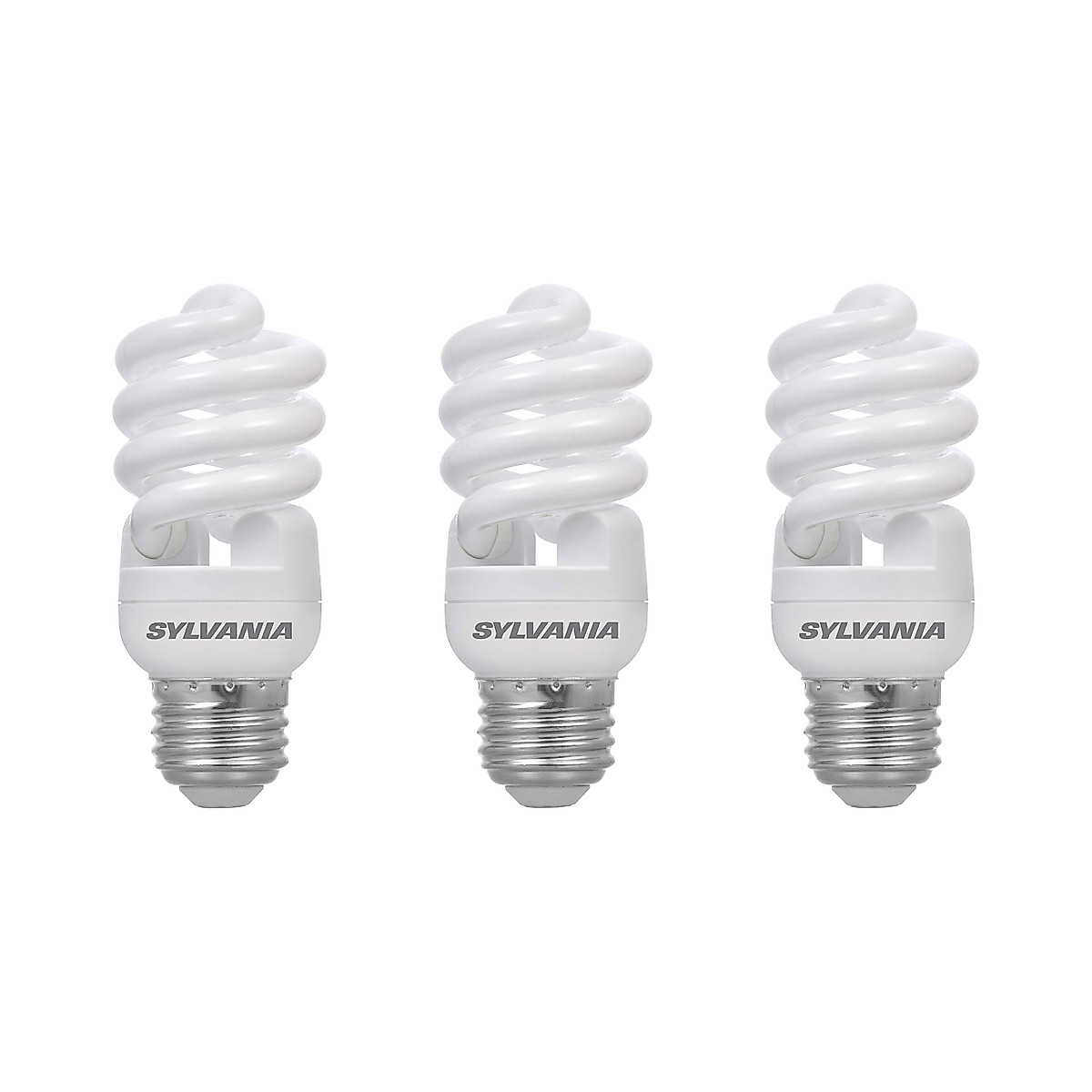 SYLVANIA T2 Twist Light Bulb, 60W Equivalent, Efficient 13W, Ballasted E26 Medium Base, 850 Lumens, 2700K, Soft White - 3 Pack (26371)