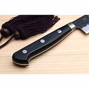 Yoshihiro Kurouchi Super Blue Steel Stainless Clad Sujihiki Slicer Chef Knife (9.5" (240mm) & Saya, Black Pakkawood Handle)