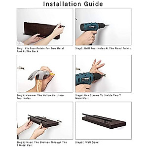 Corner Floating Shelves Set of 16.1" L x 5.5" D Dark Brown Wall Shelf for Wall Storage,Natural Wood Floating Shelf for Bathroom, Living Room,Kitchen Wall Decor