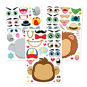 JOYIN 36 PCS 9"x6" Make a face Stickers for Kids, Make Your Own Animal Mix and Match Sticker Sheets with Safaris, Sea and Fantasy Animals Kids Crafts Party Favors Goodie Bags Stuffers for Kids