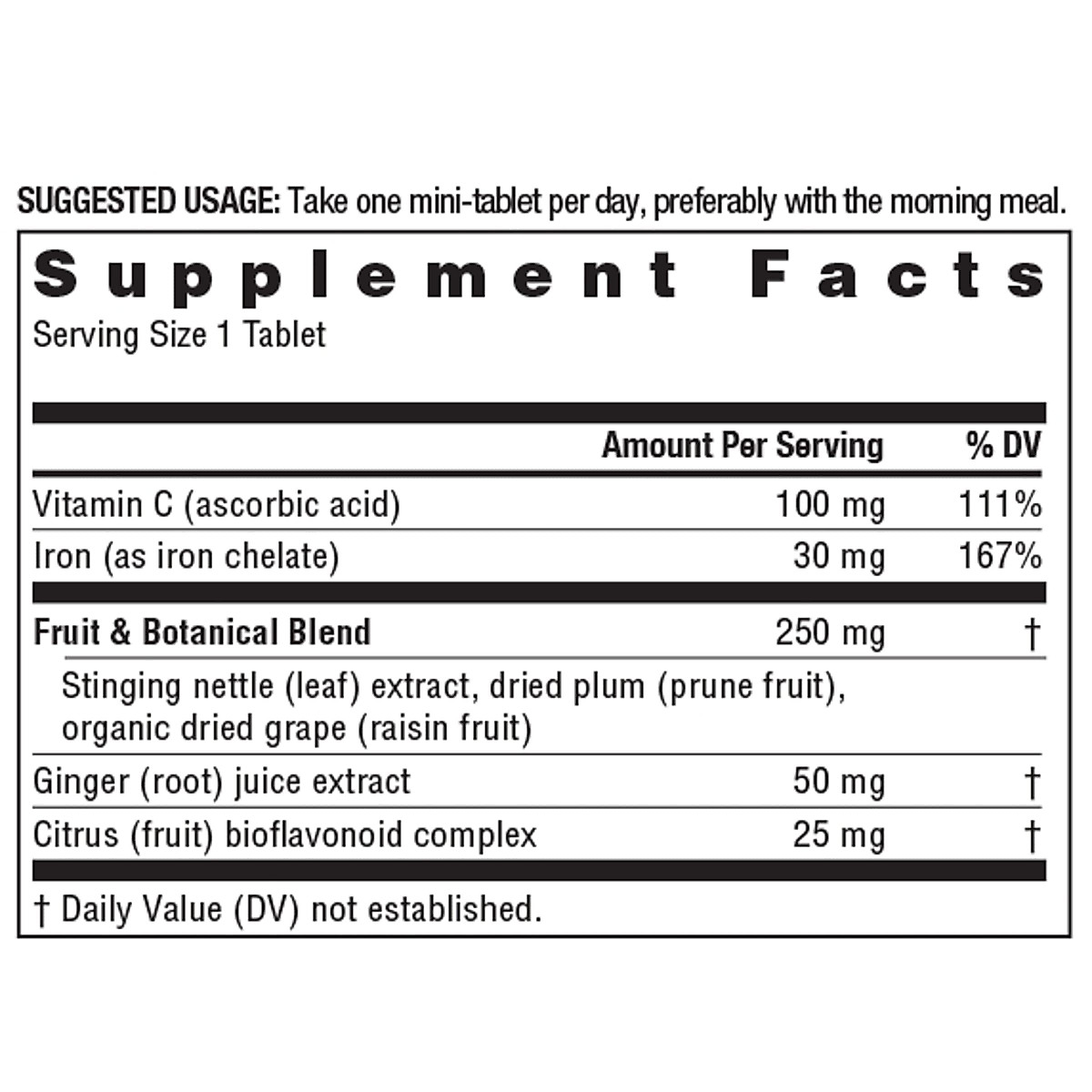 Rainbow Light - Complete Iron Mini-Tabs, Gently Encourages Healthy Iron Levels by Promoting Iron Absorption with Ferractiv Iron, Vitamin C and Ginger, Vegan, Gluten-Free, Non-Constipating, 60 Tablets