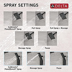Delta Faucet Pivotal 3-Setting Matte Black Shower System Including Black Shower Head, Slide Bar Handheld Shower, Shower Handle, Shower Diverter and Shower Valve Kit, Delta Shower Trim Kit, Matte Black