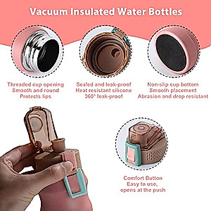 16 oz Stainless Steel Water Bottles,Vacuum Insulated Water Bottles for Hot & Cold Drinks,Perfect for Biking,Backpack,Camping,Office or Car (Pink)