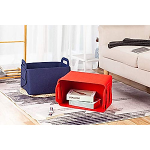 Storage Basket Felt Storage Bin Collapsible & Convenient Box Organizer with Carry Handles for Office Bedroom Closet Babies Nursery Toys DVD Laundry Organizing