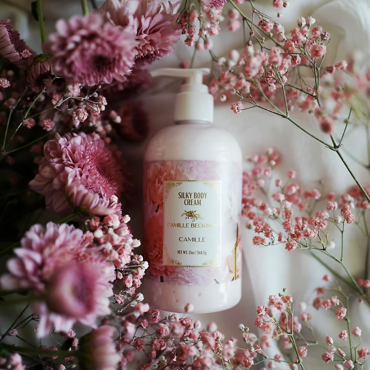 Camille Beckman Camille Scented Silky Body Cream, Daily Moisturizer for All Skin Types, Non-Greasy Vegan Formula to Nourish and Soften Hands and Body, 13 Ounce