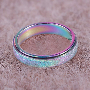 Tronet rings Women's Stainless Steel Spinner Ring Sand Blast Finish Comfort Size 6-13a Good Gift for a Girlfriend, Boyfriend, Family