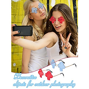 12 Pairs Mushroom Sunglasses Rimless Irregular Funny Mushroom Glasses Retro Trendy Prom Glasses for Women Mushroom Party Favor