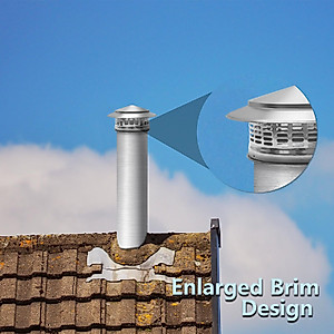 LangRay Chimney Caps for Outside, 8 in Stainless Steel Chimney Cover with Screen, Round Stove Pipe Cap, Roof Exhaust Vent Cap, Fireplace Roof Vent Cover Rain Caps for Chimney Stovepipe Finial