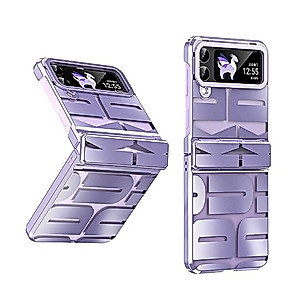 Cell Phone Case Ultra-Thin Lightweight Case Compatible with Samsung Galaxy Z Flip 3 with Hinge+Camera Lens Protector Shockproof Full Protective Rugged Cover (Electroplating) with Hard Protective Body