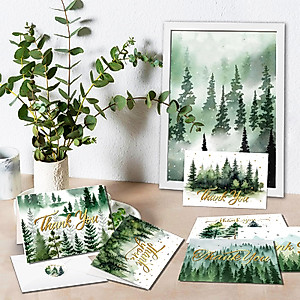 LOONELO Thank You Greeting Cards, 24 Set Forest Thanks Cards with Envelopes & Stickers, 6 Designs Mountains Landscape Appreciate Cards Bulk for Birthday, Baby Shower, Wedding, Gratitude Appreciation
