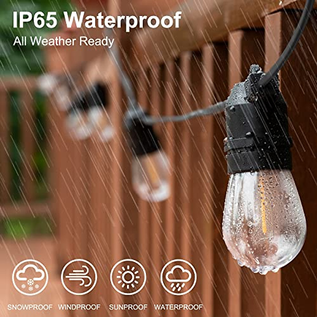 alitade 96FT LED Outdoor String Lights with Dimmer & Timer, Shatterproof IP65 Outdoor Lights for Patio Lights Outdoor Waterproof, Outside Lights for Outdoor Lighting, Hanging Backyard Porch Lights