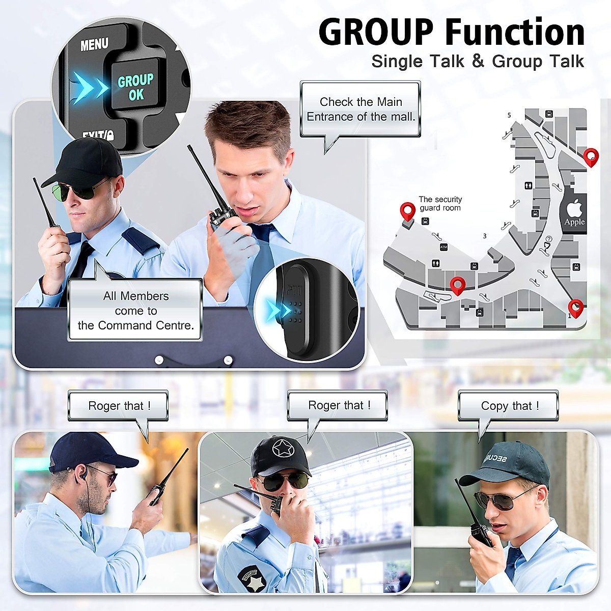 SAMCOM Walkie Talkies Rechargeable Long Range Two-Way Radios with Earpieces,SAMCOM 2-Way Radios UHF Handheld Transceiver Walky Talky with 1500 Li-ion Battery and Charger（1 Pack）