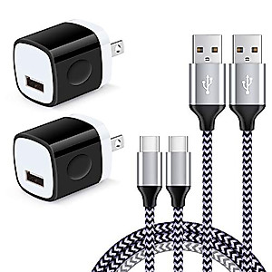USB Type C Wall Charger Plug 5V 1A Power Adapter for Samsung Galaxy S22 S21s Ultra 5G S20 S10 S9 Plus Note 20 Note10 9 8, LG V70 V60 ThinQ G8 G6 with 2 Pack 6FT Type-C Fast Charging Cable Cords