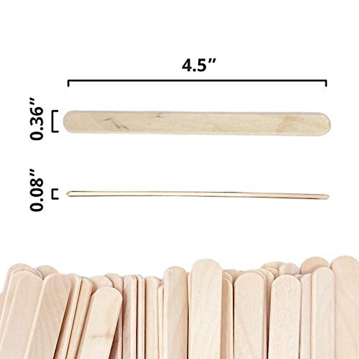 Makerstep 200 Natural Wood Craft, Popsicle Sticks for Crafts 4.5 Inch, Waxing Spatulas, Epoxy Resin Stirring, Ice Cream Candy Making and Garden Markers. Smooth, Splinter-Free, Wooden Wax Sticks