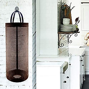 Plastic Bag Dispenser, Wall Hanging Grocery Bag Holder, Large Folding Hanging Storage Bag for Kitchen, Brown