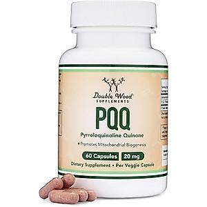 PQQ Supplement - 20mg, 60 Capsules (Pyrroloquinoline Quinone) Promotes Mitochondria ATP Coenzyme Levels, Energy Optimizer and Sleep Support (Non-GMO, Gluten Free, Vegan Safe) by Double Wood