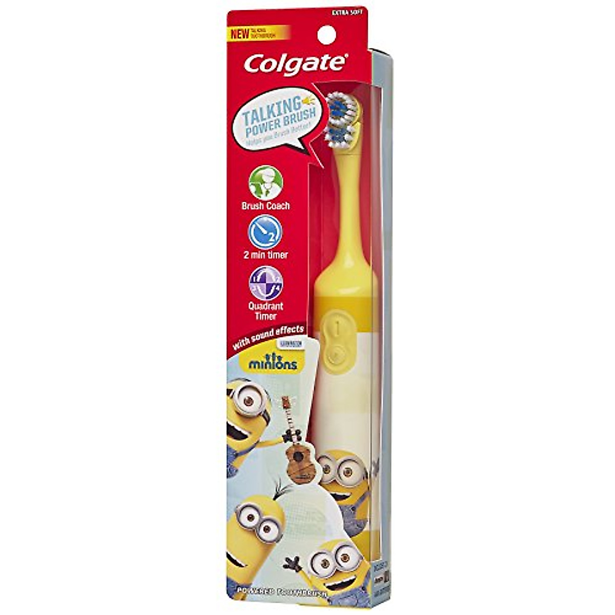 Colgate Battery Powered Kids Interactive Talking Toothbrush, Minions (Colors Vary)