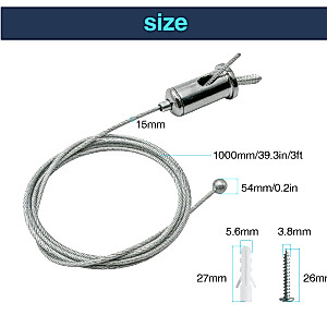12 Sets Hexagon Garage Light Suspension Cables Kit Steel Hanging Chains 3.28ft, Hex Honeycomb Light Connectors Pendant Light Wire Rope Cable Heavy Duty Chandelier Wire Adjustable (1m 12pcs)