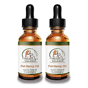 Valerio Pets Hemp Oil for Dogs and Cats - 1 Oz - Hemp Oil Drops with Omega Fatty Acids - Hip and Joint Support and Skin Health (2 Pack - 2 x 1 Oz)
