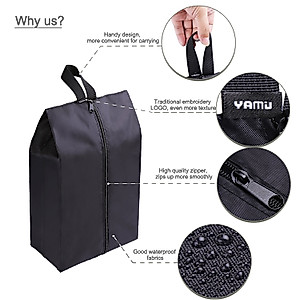 YAMIU Travel Shoe Bags Set of 2 Waterproof Nylon with Zipper for Men & Women (Black)