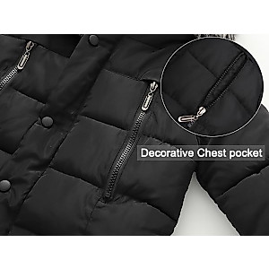 YAGATA Toddler Coat Thicken Fur Collar Hoodie Down Toddler Jacket Warm Toddler Winter Puffer Jacket Black 1-2T 90