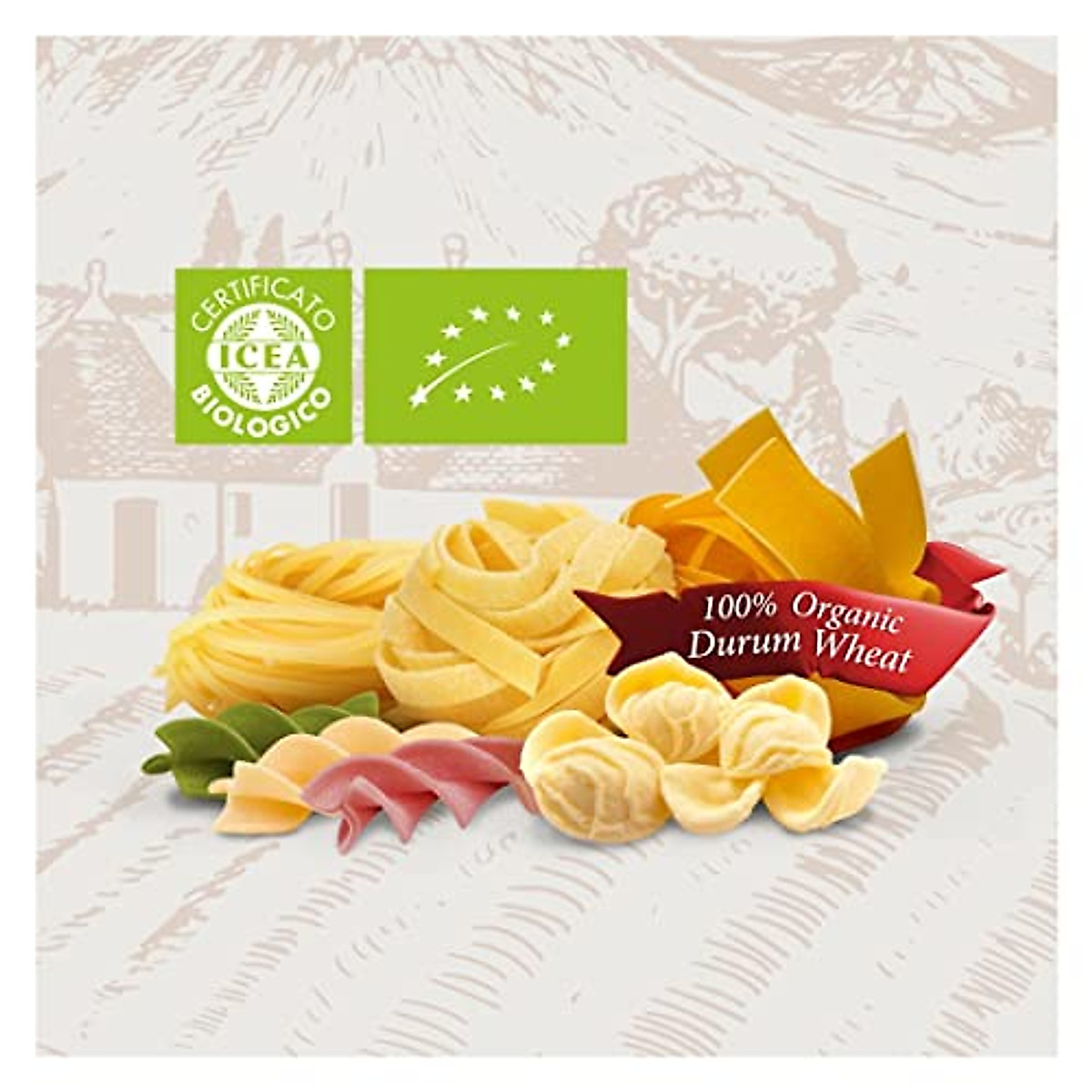 Organic Fusilli Lunghi Pasta by Flora Foods | Long Spiral Pasta Imported from Italy (16 oz / 454g) | Cooks al Dente
