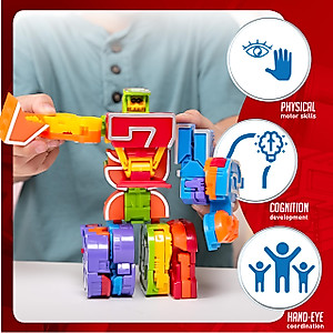 JOYIN 10 Pcs Number Bots Toys, Number Bots, Action Figure Learning Toys, Number Robots Toys, Educational Toy, Christmas Birthday Gifts for Kids Boys Girls 3 4 5 6 Years Old