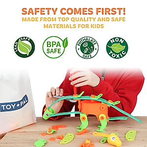 Fine Motor Toys for 4 Years Old & Up, 90-Piece STEM Dinosaur Building Set, Dinosaur Toys for Boys & Girls 4 5 6 7 8 Years Old