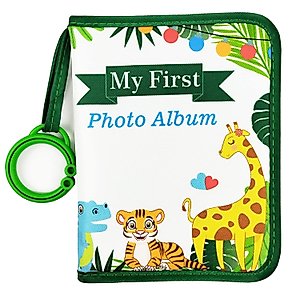 Boczif Baby Photo Album, Baby Memory Book 4X6", Baby Photo Album with Milestone Cards, Soft Photo Cloth Book Gift Set for Newborn Toddler & Kids(Green)