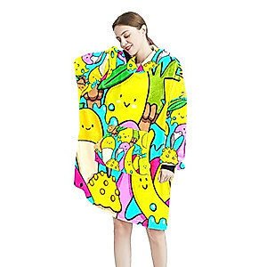 Summer Flamingo Wearable Blanket Hoodie,Oversized Hooded for Women,Comfy Sweatshirt