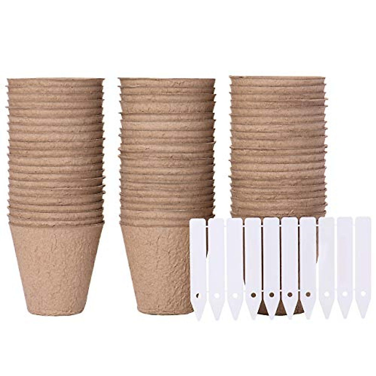 Garden Growers Seed Starter Pots – 3 Inch Biodegradable Peat Pods for Starting Flowers and Vegetables – Breathable and Absorbent for Aeration and Root Growth (60 Pots with 10 Bonus Plant Labels)