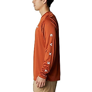 Columbia Men’s PFG Terminal Tackle Destination Long Sleeve, Sun Protection, Red Spark/Georgia, Large