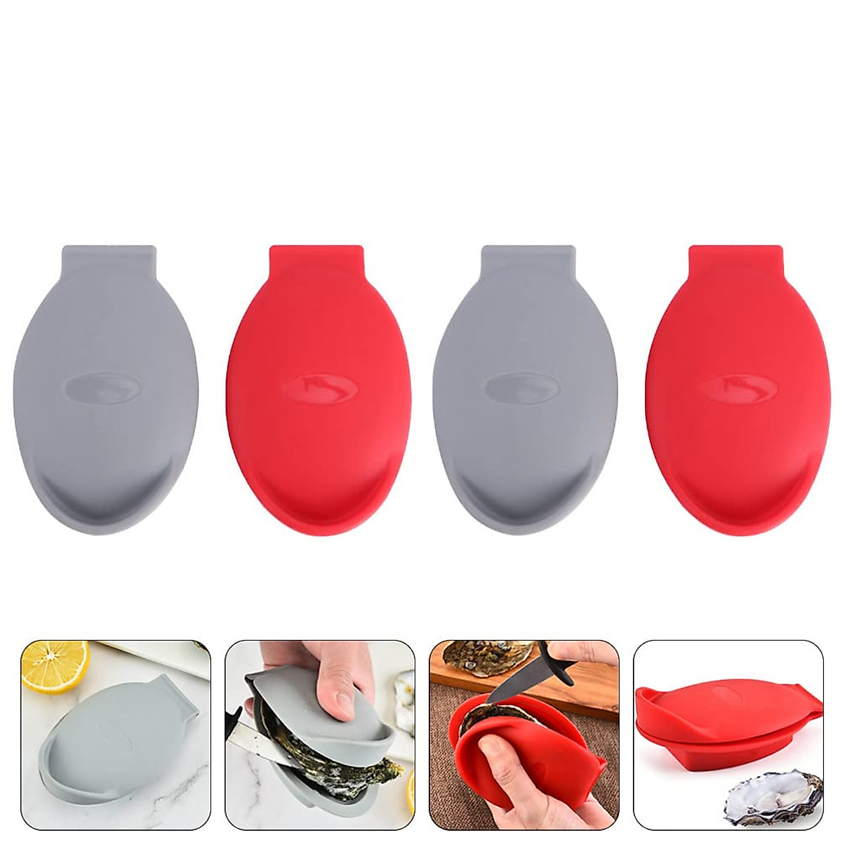 Hemoton 4pcs Silicone Oyster Clip Silicone Oyster Opener Clam Shucking Tools Oyster Shucker Oyster Shucking Tool Shellfish Opening Tool Oyster Shucking Hand Clip Oysters Shucking Tool