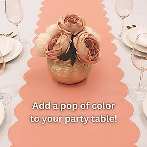 Swanoo Scallop Table Runner - Washable Polyester Fabric- Party Table Decoration- 2 Pack 14x104 inch - Coral