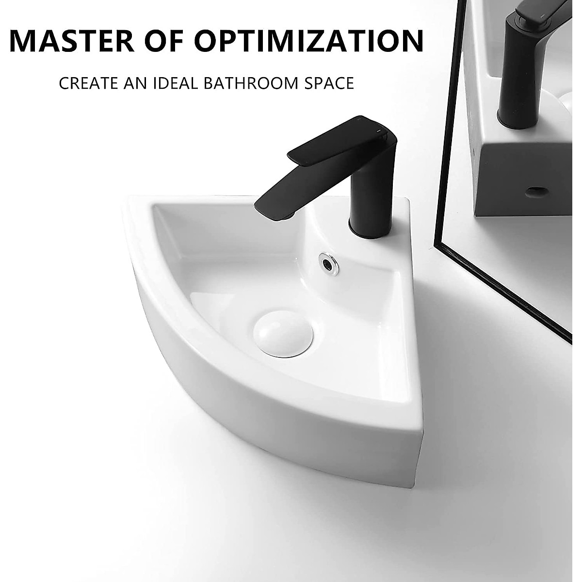 Davivy 18" x 13" Corner Bathroom Sink with Pop Up Drain and Installation Kit,Wall Mount Corner Sink,Ceramic Vessel Sink,Small Corner Sink,White Vessel Sink,Small Vessel Sink for Bathrooms