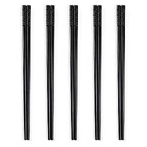 5 Pairs of Fiberglass Chopsticks, 9.5 Inch Reusable Chopsticks, Dishwasher Safe Non-slip Korean Chopsticks for Food…