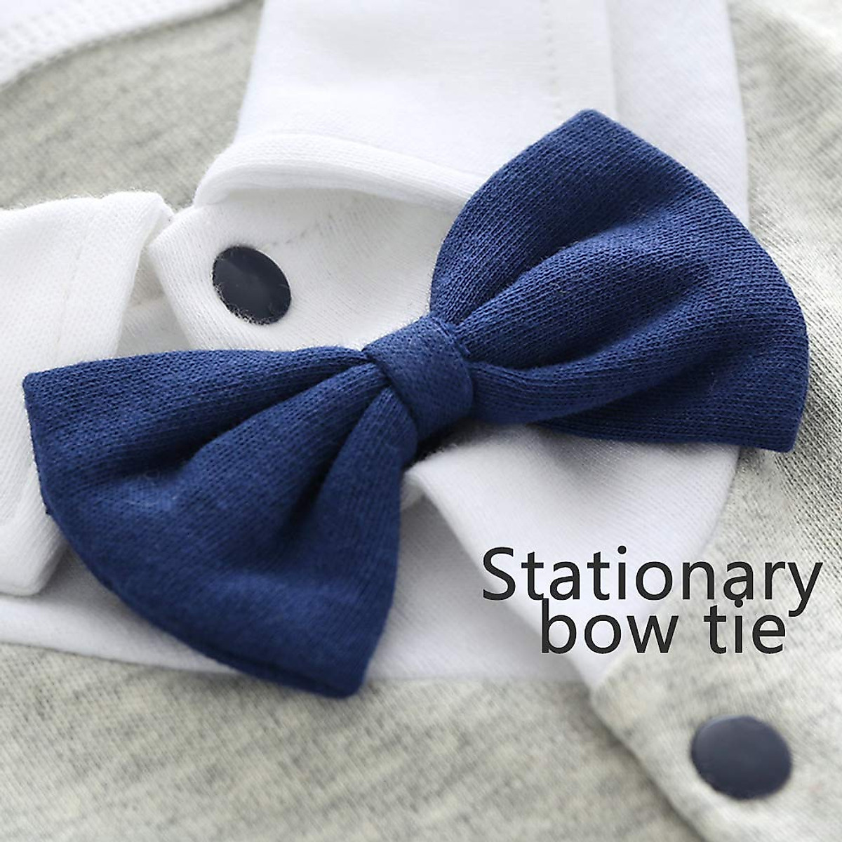 GORBAST Newborn Baby Boys' Gentleman Romper Clothes Suit Long Sleeve Jumpsuit Outfit with Bow Tie (0-3Months, SG046)