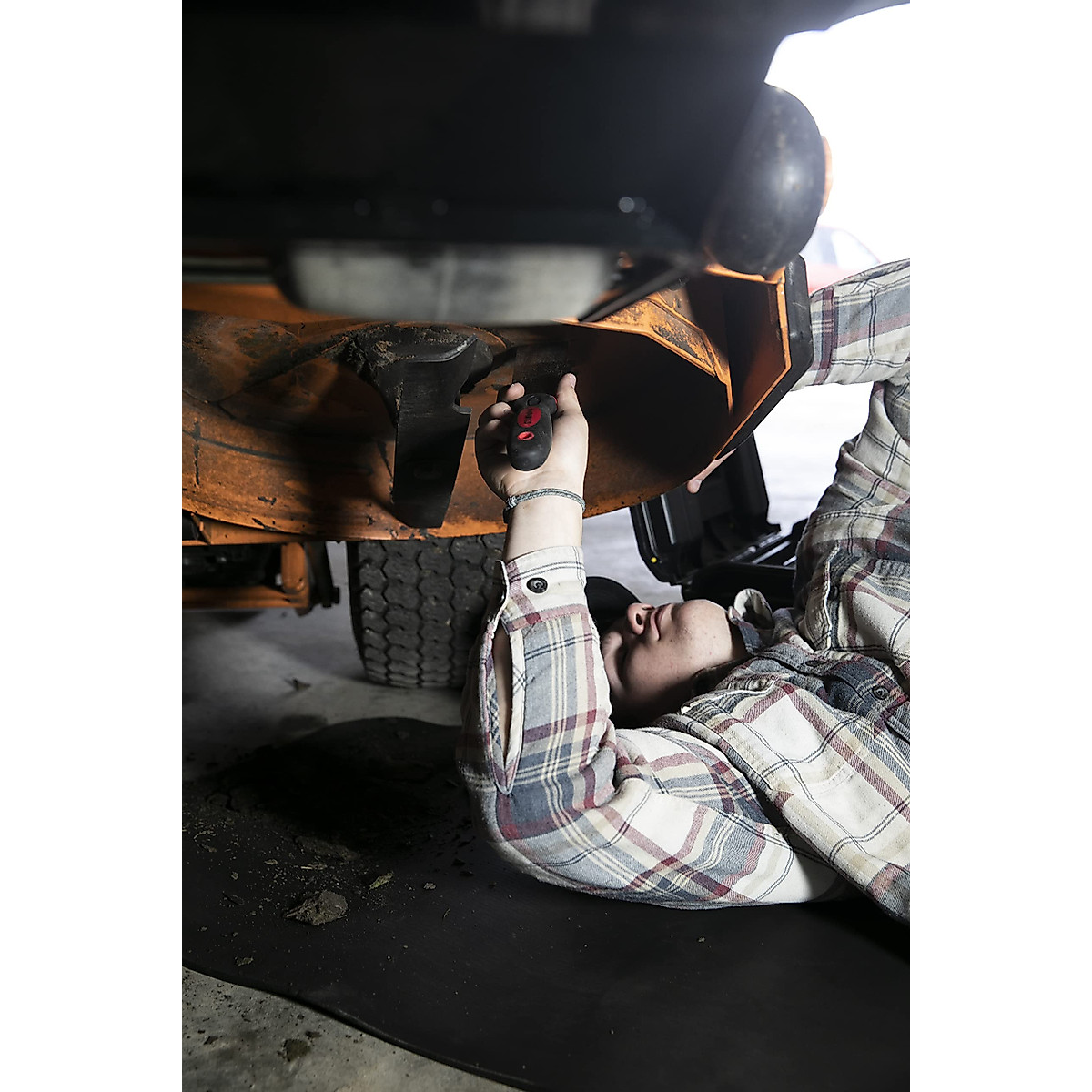 Mojack Heavy-Duty Stainless-Steel Lawn Mower Maintenance Deck Scraper – EZ Rubberized Non-Slip Grip Handle, 10.25” x 2”