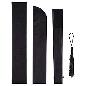 Folding Hand Held Fan, Silk Bamboo Folding Fans Wooden Handheld Folded Fan with Gift Boxed Oriental Handmade for DIY Wall Decoration Wedding Party Favor Women Man Dancing Show Props
