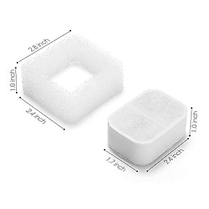 iPettie Replacement Filters for Tritone & Fiumi Ceramic Pet Water Fountain, 8PCS Carbon Filters and 4PCS Foam Filters