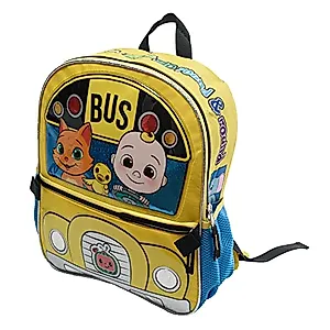 AI ACCESSORY INNOVATIONS Cocomelon’s JJ Toddler 2 Piece Backpack Set, Pre-school Girls & Boys School Bag with Front Zip Pocket, Yellow & Blue