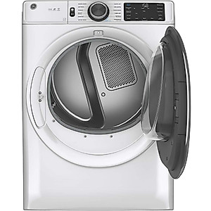 GE GFD65GSSNWW 28" Front Load Gas Dryer with 7.8 cu. ft. Capacity Powersteam Built-in WiFi Sanitize Cycle and Vent Sensor in White