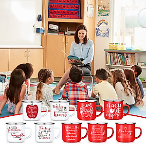 SEEWEY Teacher Thank You Christmas July Employee Appreciation Gift Bulk 12 oz Enamel Coffee Mug Inspirational Work Cups Birthday Teacher's Day Retirement Farewell Gifts for Women Coworker(9 Pcs)