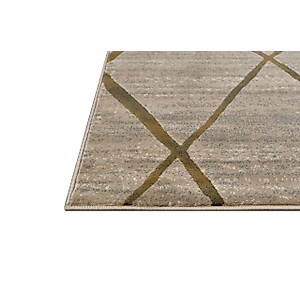 HR Brown Mocha Modern Geometric Diamond Pattern Contemporary Abstract Area Rug