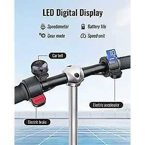 Gyroor Kids Electric Scooter, with 200W Motor & LED Visible Display, Colorful Lights, Adjustable Speed and Height, 10 Mph & 10 Miles Range Electric Scooter, Electric Scooter for Kids Ages 8-12, Silver