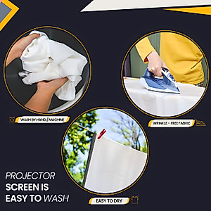 ZEAL'N LIFE 120 inch 4K HD 16:9 Projector Screen Polyester Material, Front/Rear Projection, Freestanding with Stand, Outdoor/Indoor Use, 160 Degree Viewing Angle