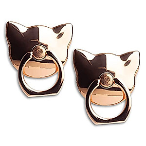 [2 Packs] Cat Glossy Cell Phone Ring Holder Stand, 360 Degree Rotation Finger Ring Kickstand with Polished Metal Phone Grip for Magnetic Car Mount, Smartphone Accessories